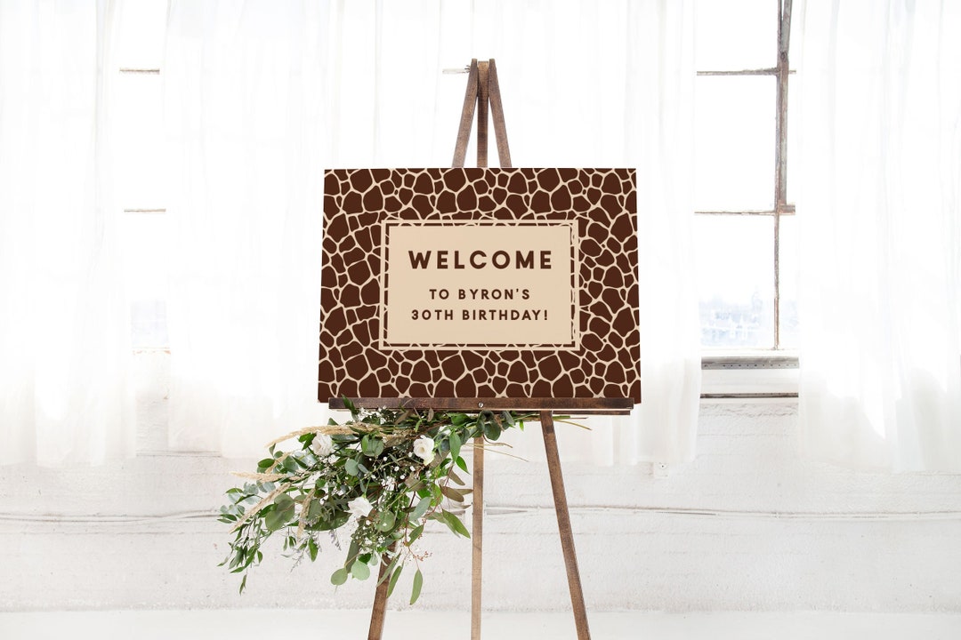 Welcome Sign Editable Template, Printable Instant Download Giraffe ...
