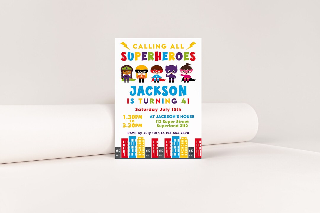 Editable Calling All Superheroes Boys Birthday Invitation, Printable ...