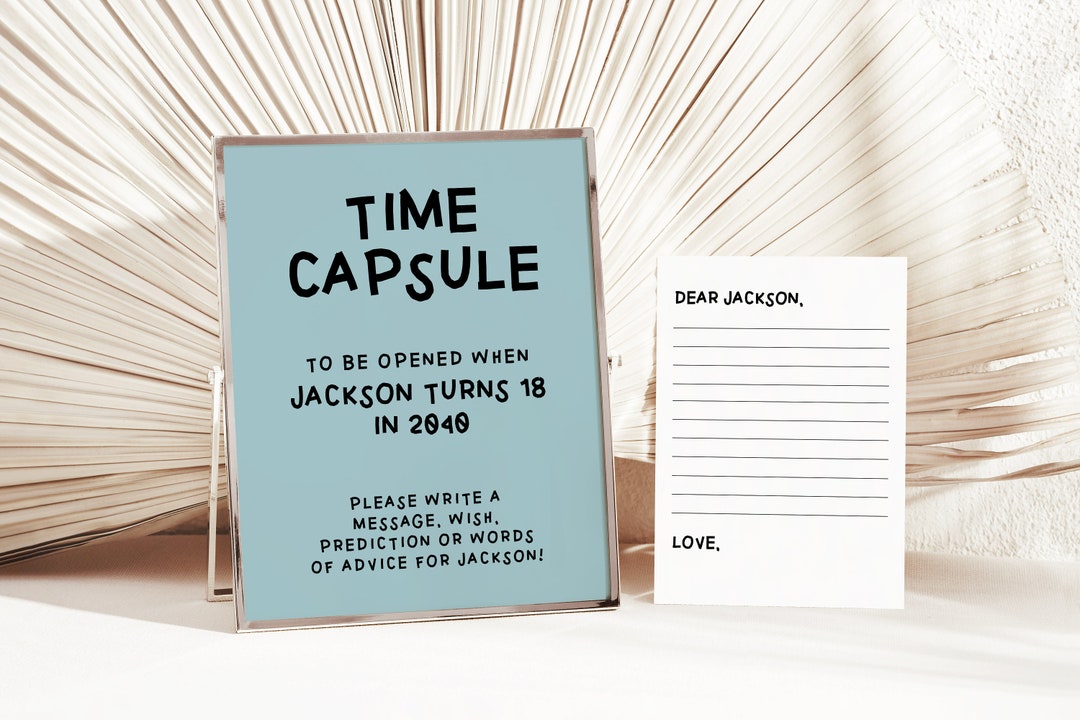 Blue Time Capsule & Matching Note Cards INSTANT DOWNLOAD Printable ...