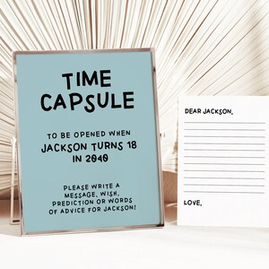 Blue Time Capsule & Matching Note Cards INSTANT DOWNLOAD Printable ...