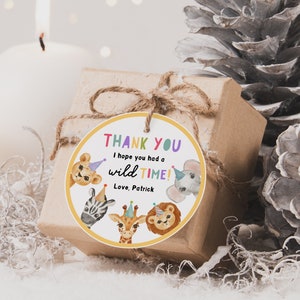 Editable Party Animals Favor Tags, Girl or Boy Wild One Safari Animals ...