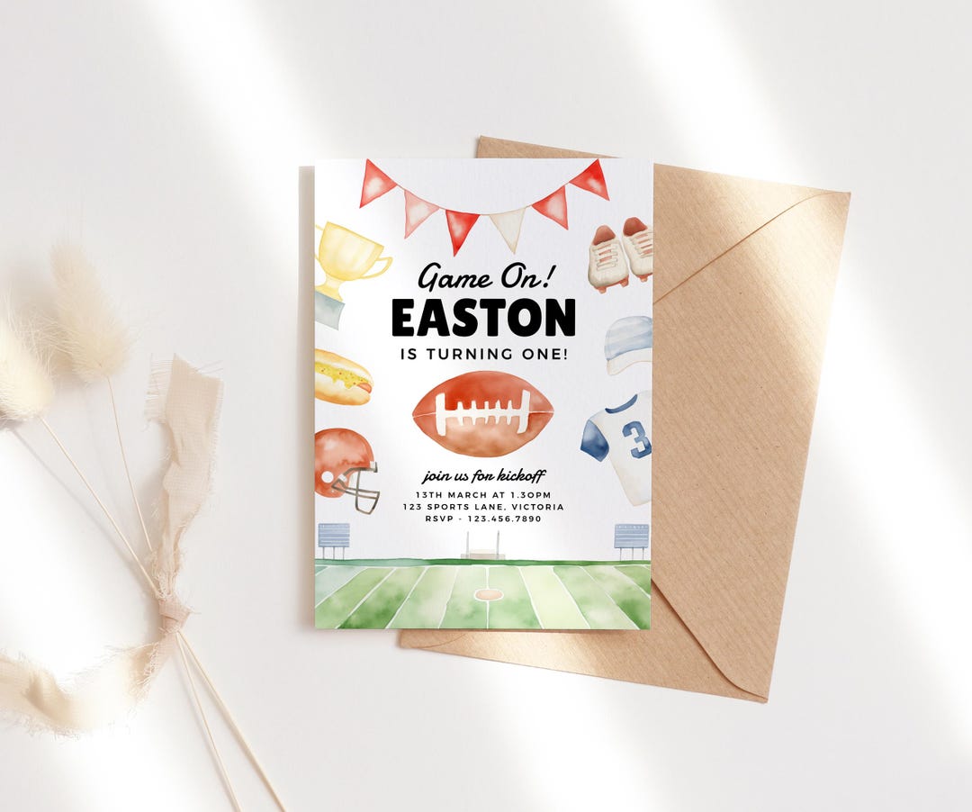 Football Birthday Invitation, Editable Template Printable Instant ...