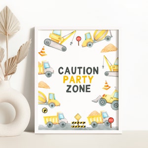 Construction Party Sign, Caution Party Zone Birthday Party Sign, Dump ...