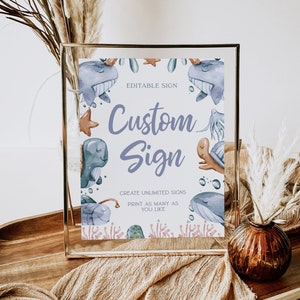 Custom Party Sign, Kids Under the Sea Editable Printable Instant ...