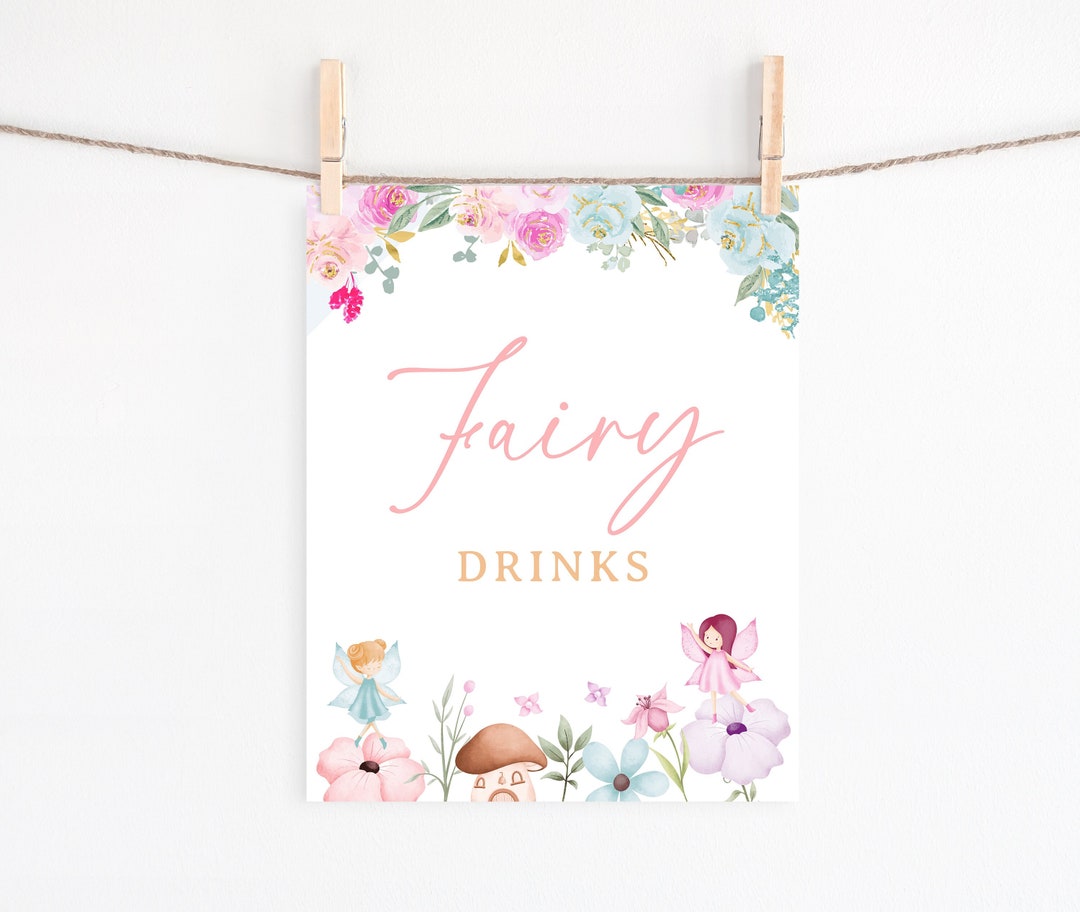Editable Party Drinks Table Sign, Printable Instant Download Whimsical ...