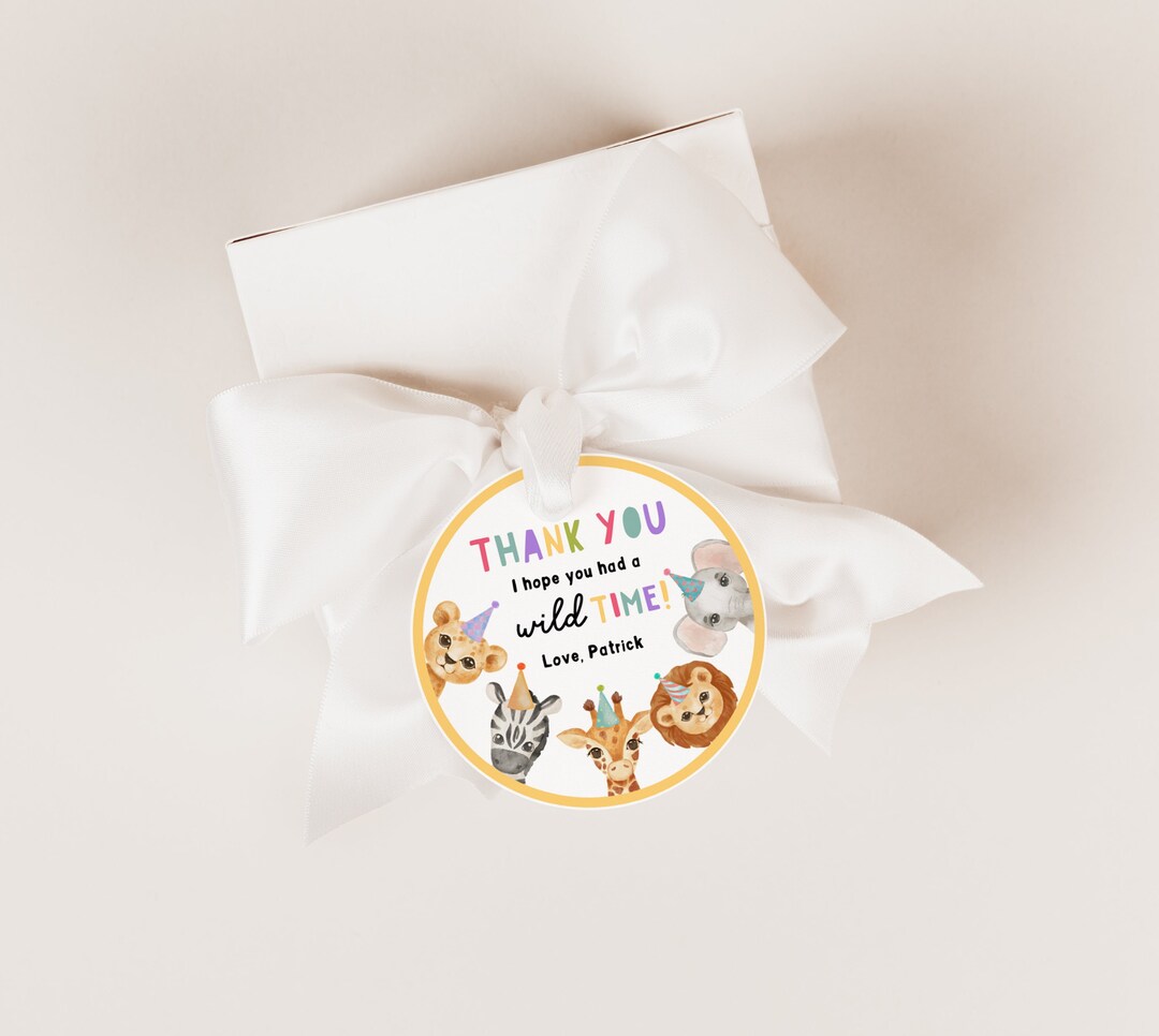 Editable Party Animals Favor Tags, Girl or Boy Wild One Safari Animals ...