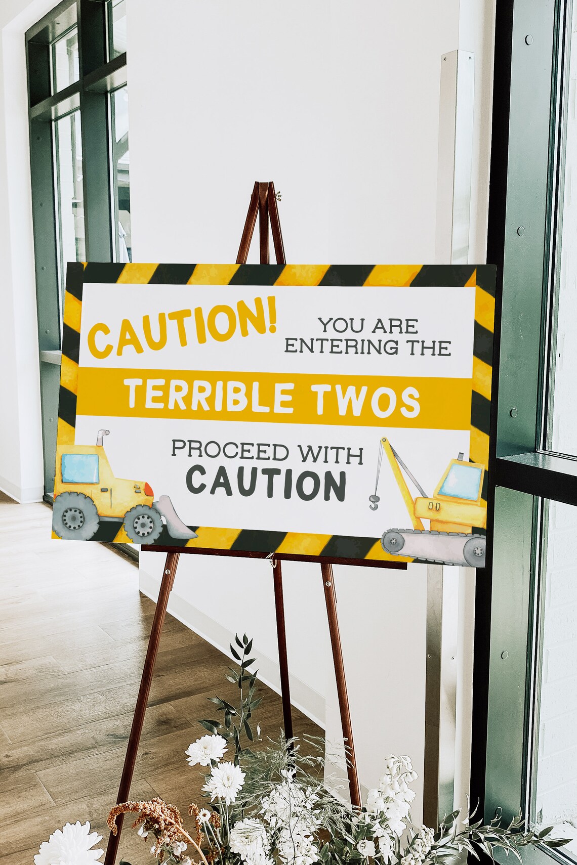 Construction Birthday Party Terrible Twos Ahead Welcome Sign, Printable ...
