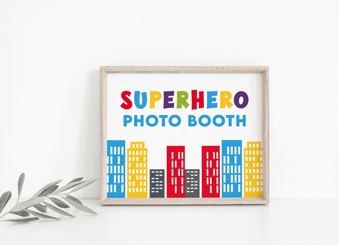 Superhero Photobooth Party Table Sign, Kids Boys Comic Book Party Sign ...
