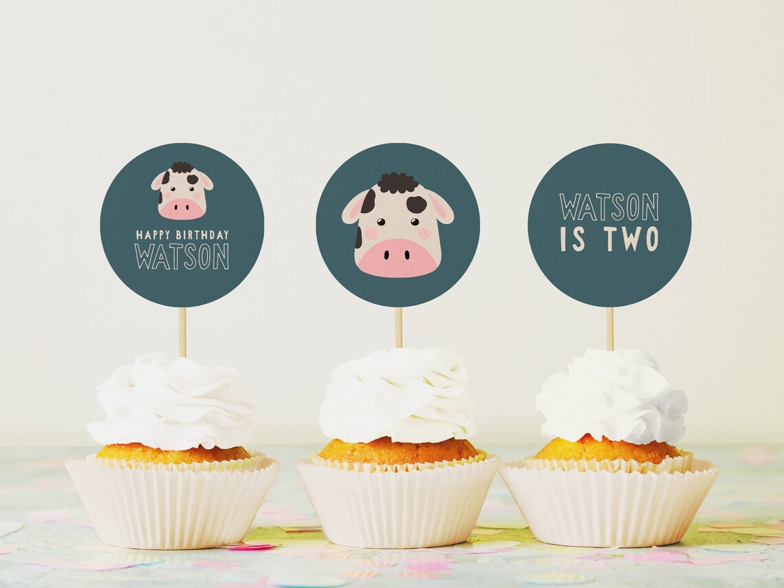 Cow Cupcake Toppers INSTANT DOWNLOAD Printable Template Kids - Etsy ...