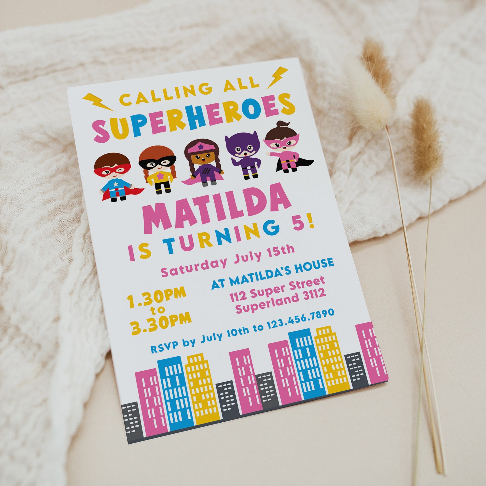 Editable Calling All Superheroes Girls Birthday Invitation, Printable ...