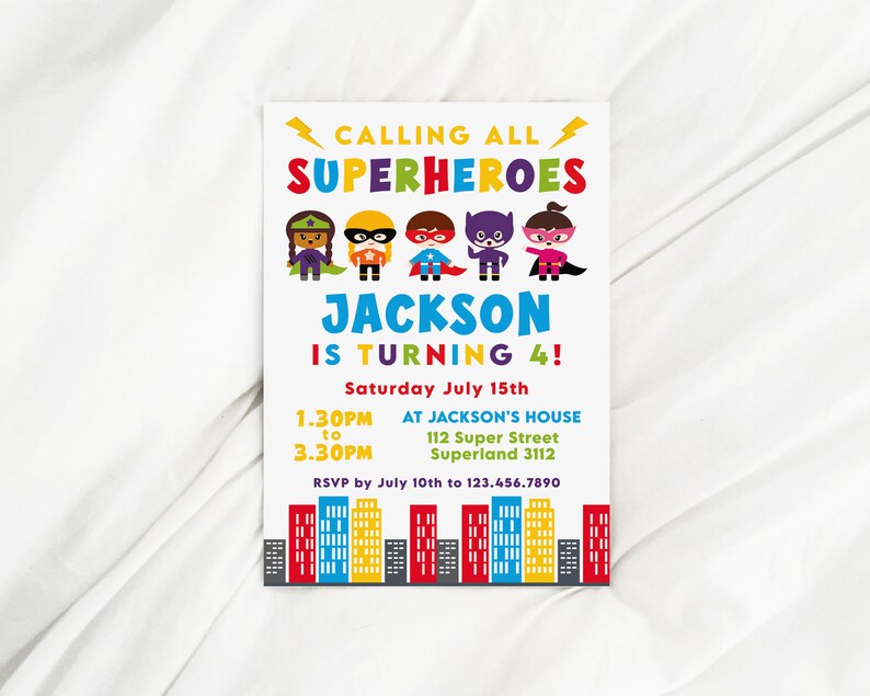 Editable Calling All Superheroes Boys Birthday Invitation - Etsy Australia