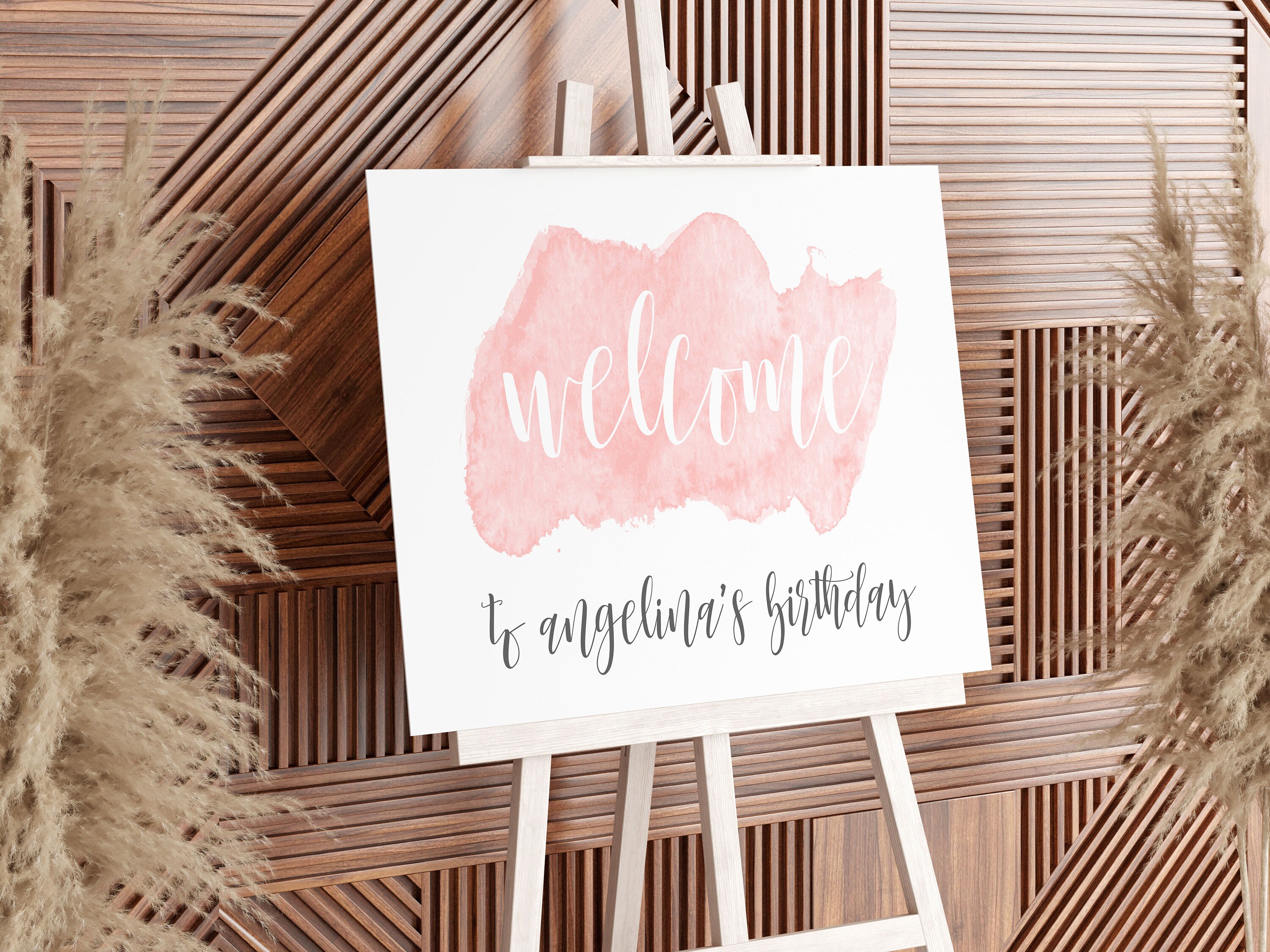 Watercolor Welcome Sign, Pastel Pink Editable Birthday or Baby Shower ...