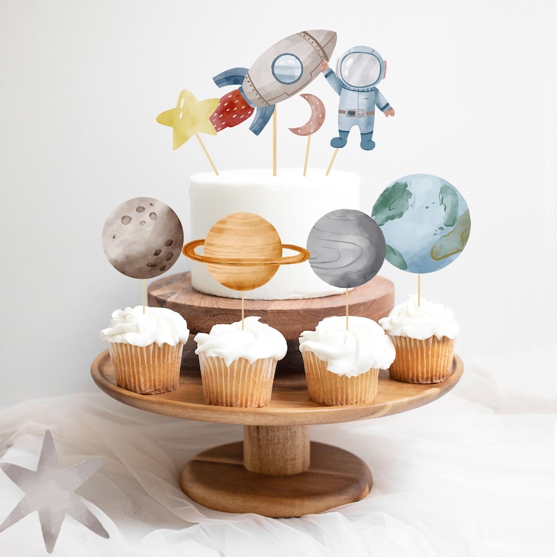 Printable Space Cake Topper Space Birthday Party Centrepiece Galaxy ...