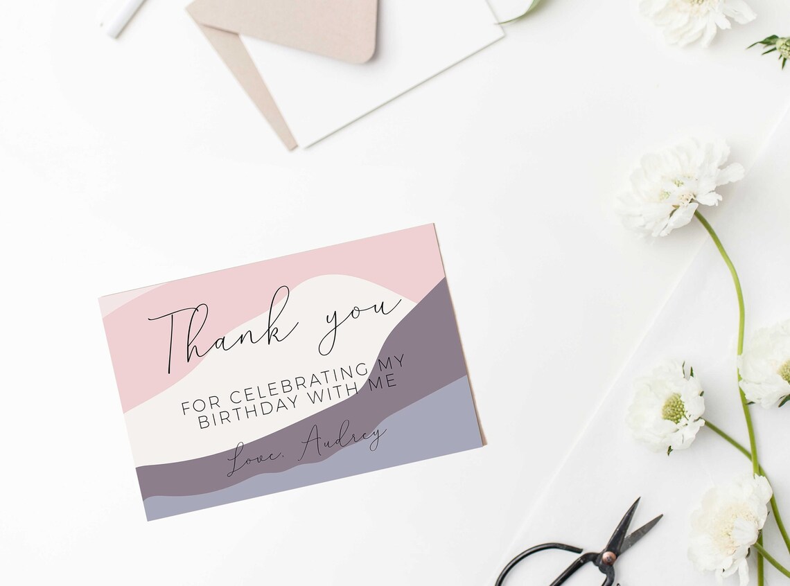 Pastel Thank You Card INSTANT DOWNLOAD Personalised Thank You | Etsy