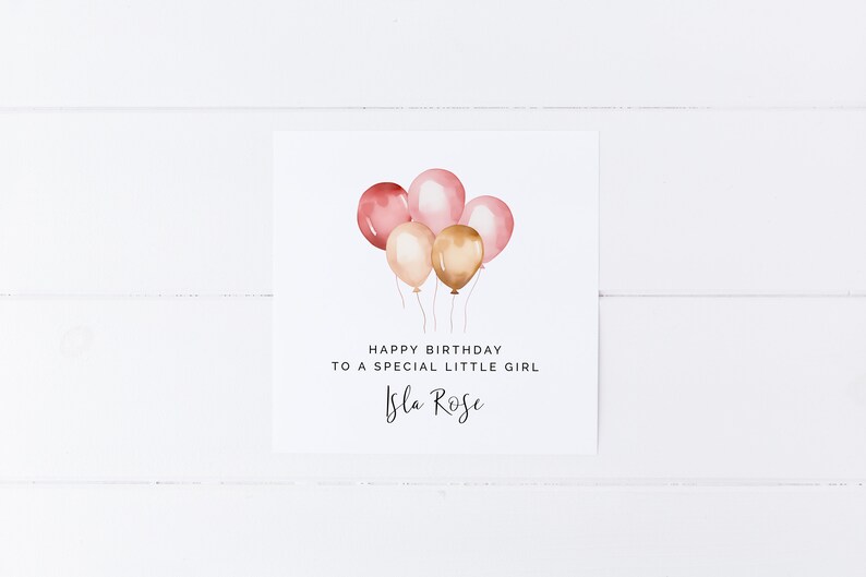 Editable Birthday Card Template, DIY Printable Pink Gold Balloons ...