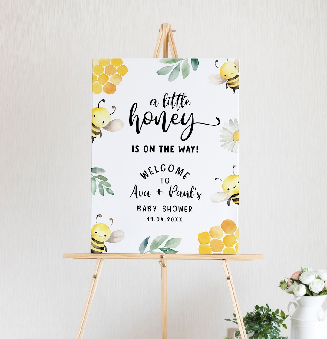 Honey Bee Welcome Sign, Editable Template Printable Instant Download ...