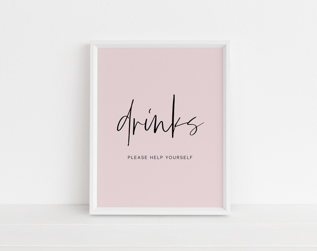 Blush Pink Drinks Sign Printable Party Drinks Sign Birthday Party Baby ...