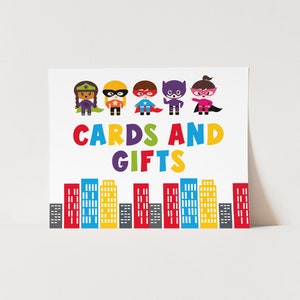 Superhero Cards & Gifts Table Sign - Editable Template, Printable Party ...