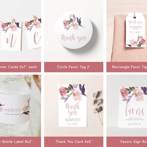 Editable Blush Pink Floral Party Package, Printable Decorations, 1st ...