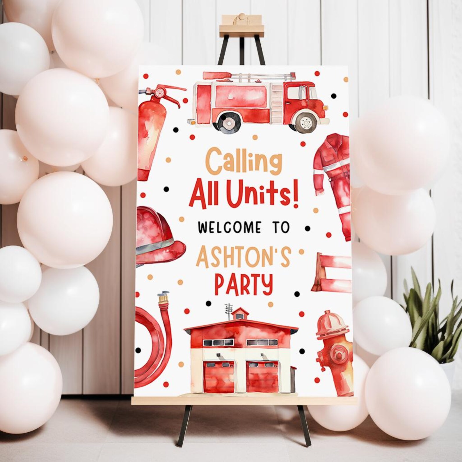 Fire Truck Welcome Sign, Fireman Editable Template Printable Instant ...