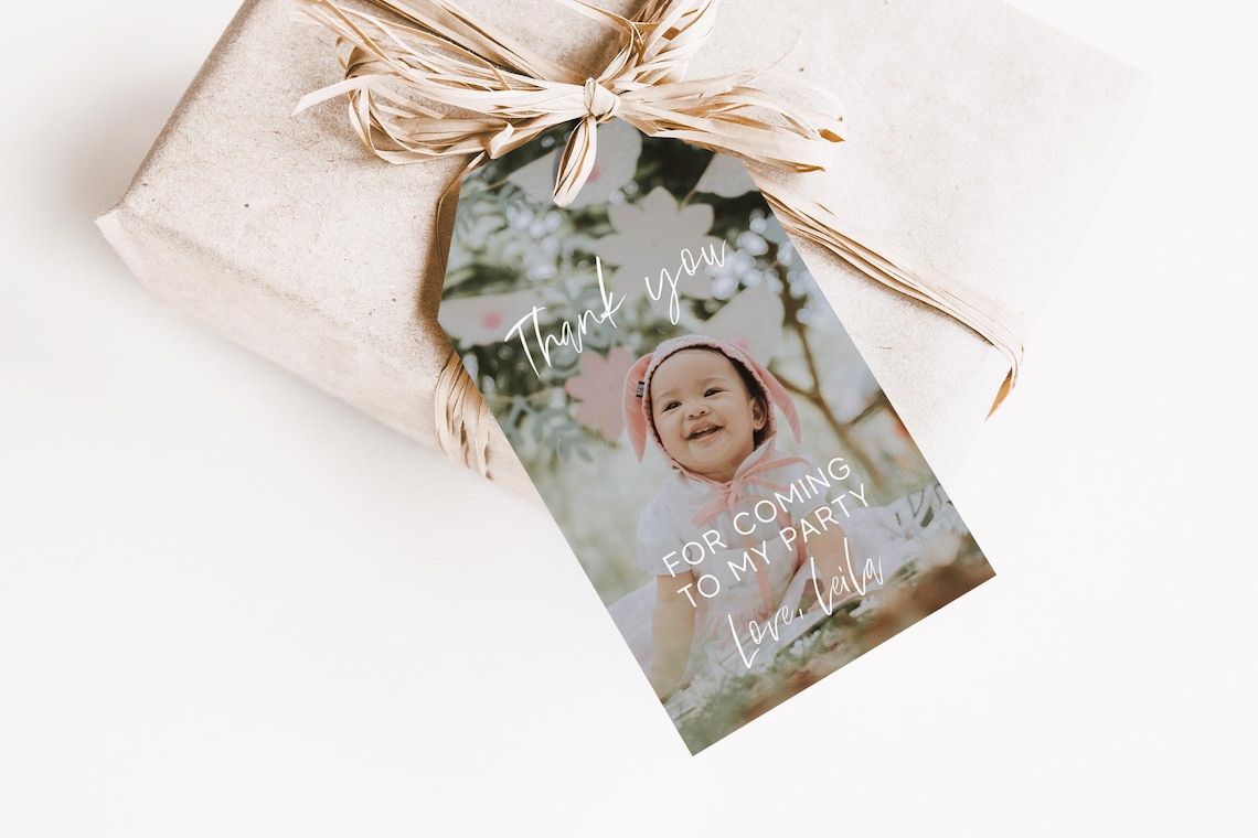 Editable Thank You Tag Birthday Party Favor Tag Photo Birthday Tag ...