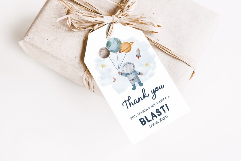 Editable Outer Space Favor Tags Space Birthday Thank You Label - Etsy