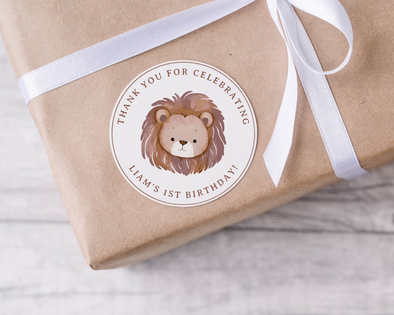 Lion Thank You Tag, Boho Gold Leaf Safari Editable Printable Instant ...