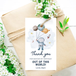 Editable Outer Space Favor Tags Space Birthday Thank You Label ...