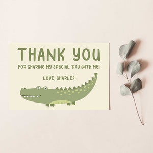 Crocodile Thank You Card, Editable Alligator Note, Personalized Zoo ...