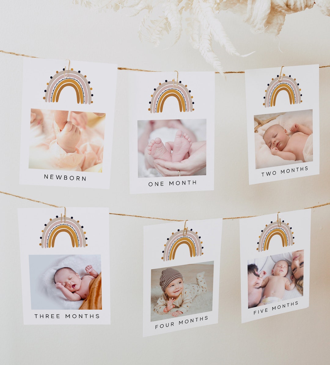 First Birthday Photo Banner 1st Birthday Banner Boho Rainbow Monthly ...