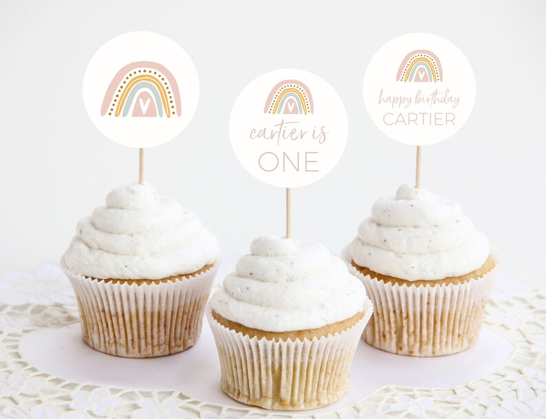 Editable Cupcake Toppers, Printable Rainbow Cupcake Topper Template ...