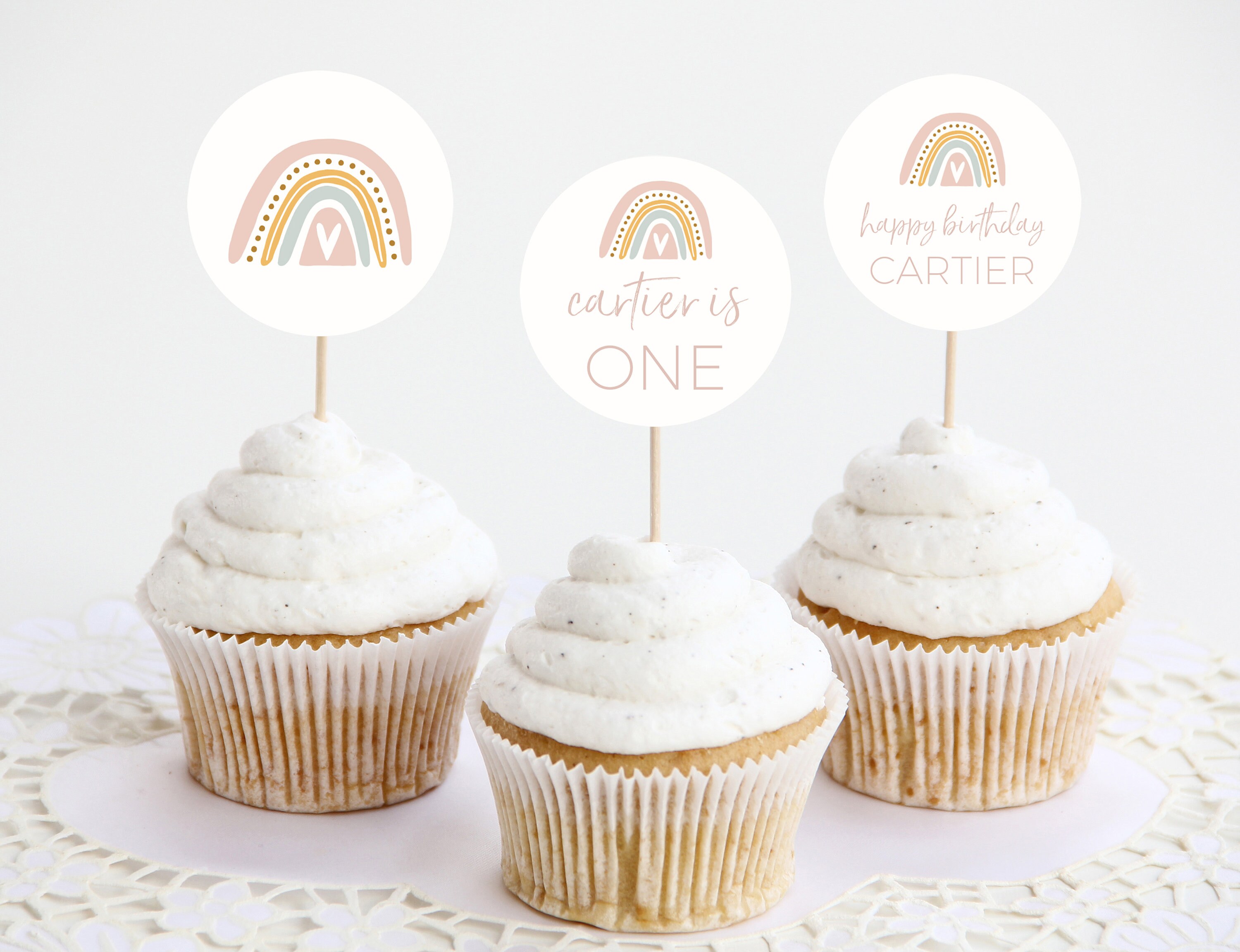 Editable Cupcake Toppers, Printable Rainbow Cupcake Topper Template ...