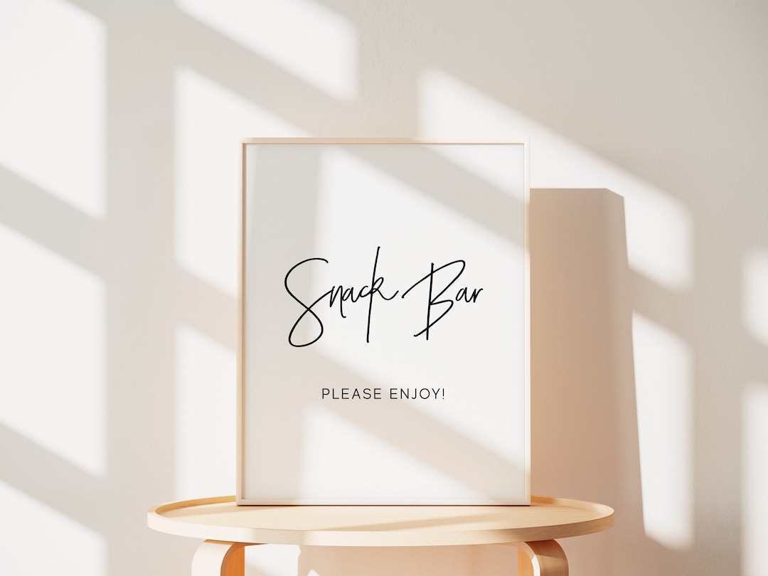 Simple Snack Bar Sign INSTANT DOWNLOAD Printable Table Party Food Sign ...