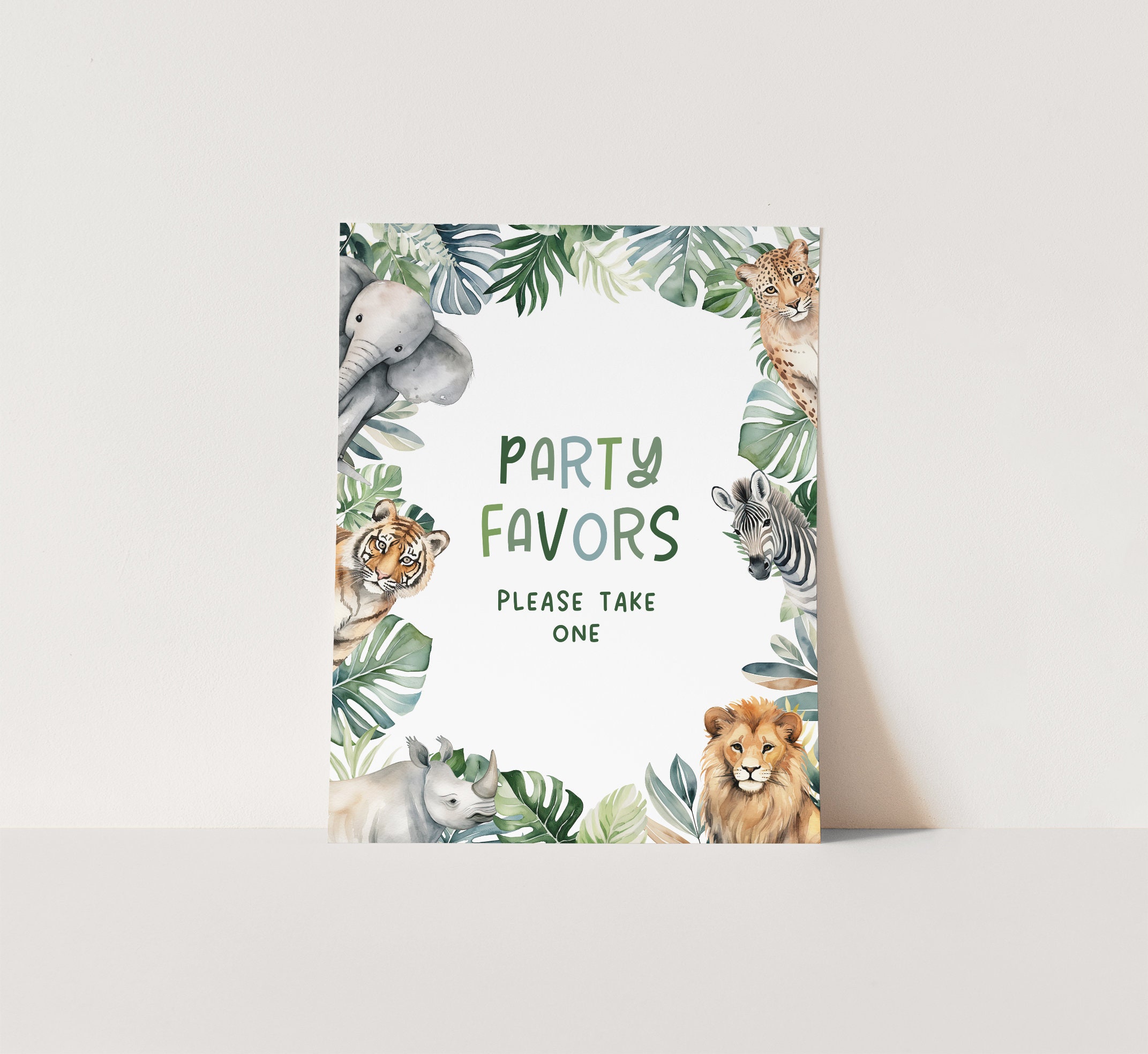 Safari Table Sign Party Favors, 8x10 Editable Printable DIY Jungle ...