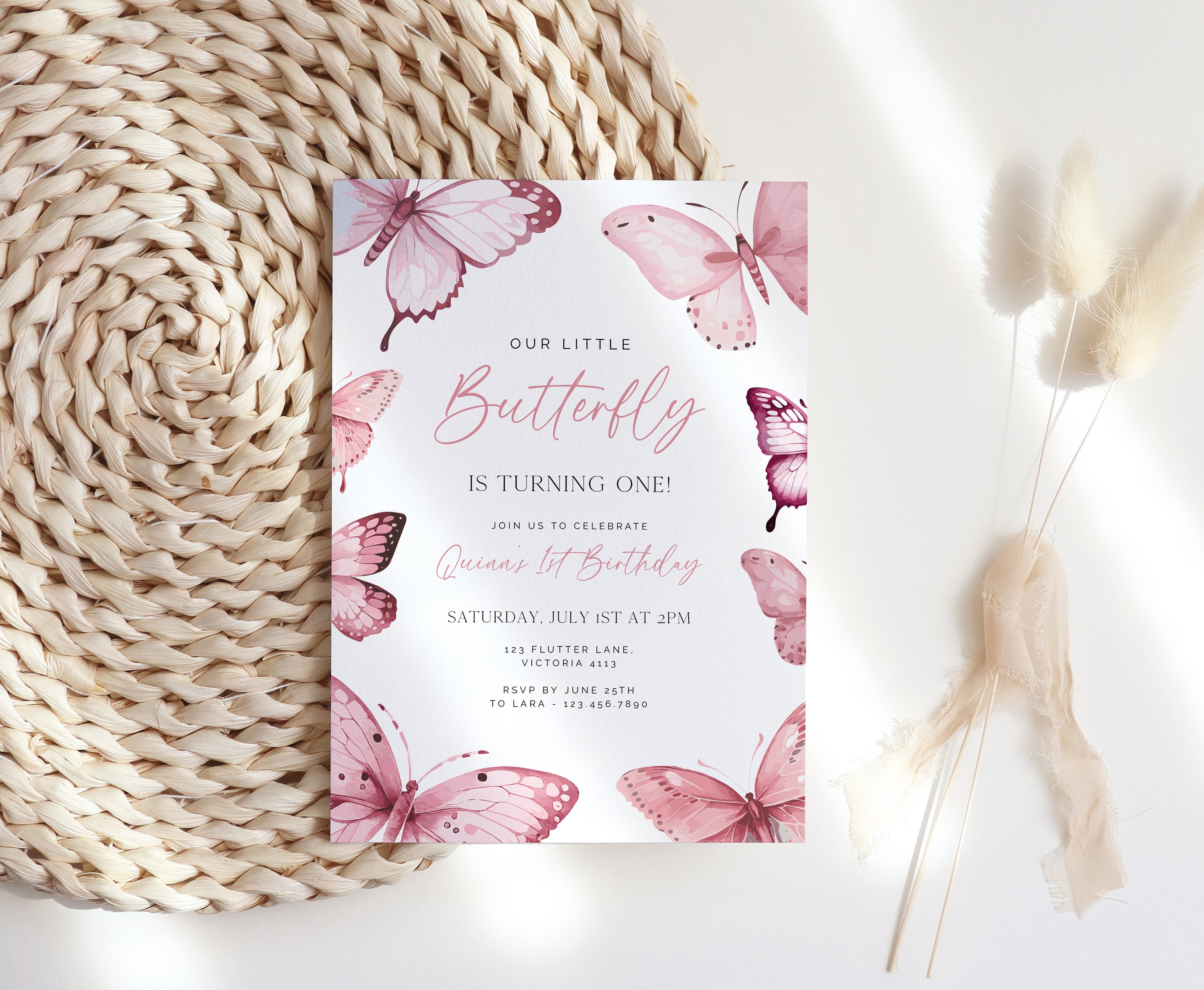 Butterfly Birthday Invitation Template, Our Little Butterfly Printable ...