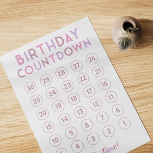 Birthday Countdown Printable Template, Kids Bday Party Countdown, Pink ...