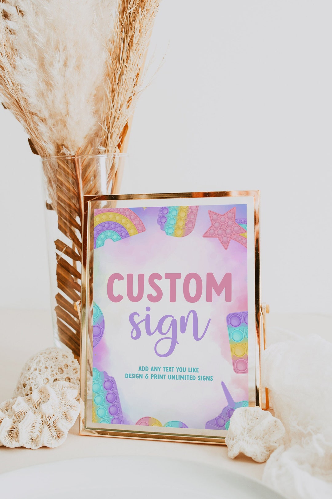 Custom Party Table Sign, Pop It Fidget Toy Editable 8x10 Signage ...