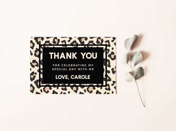 Leopard Thank You Card INSTANT DOWNLOAD Personalised Thank | Etsy Australia