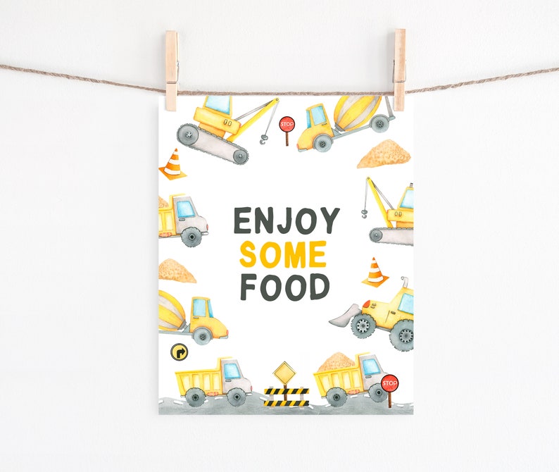 Construction Themed Food Table Sign Editable Template for Birthday ...
