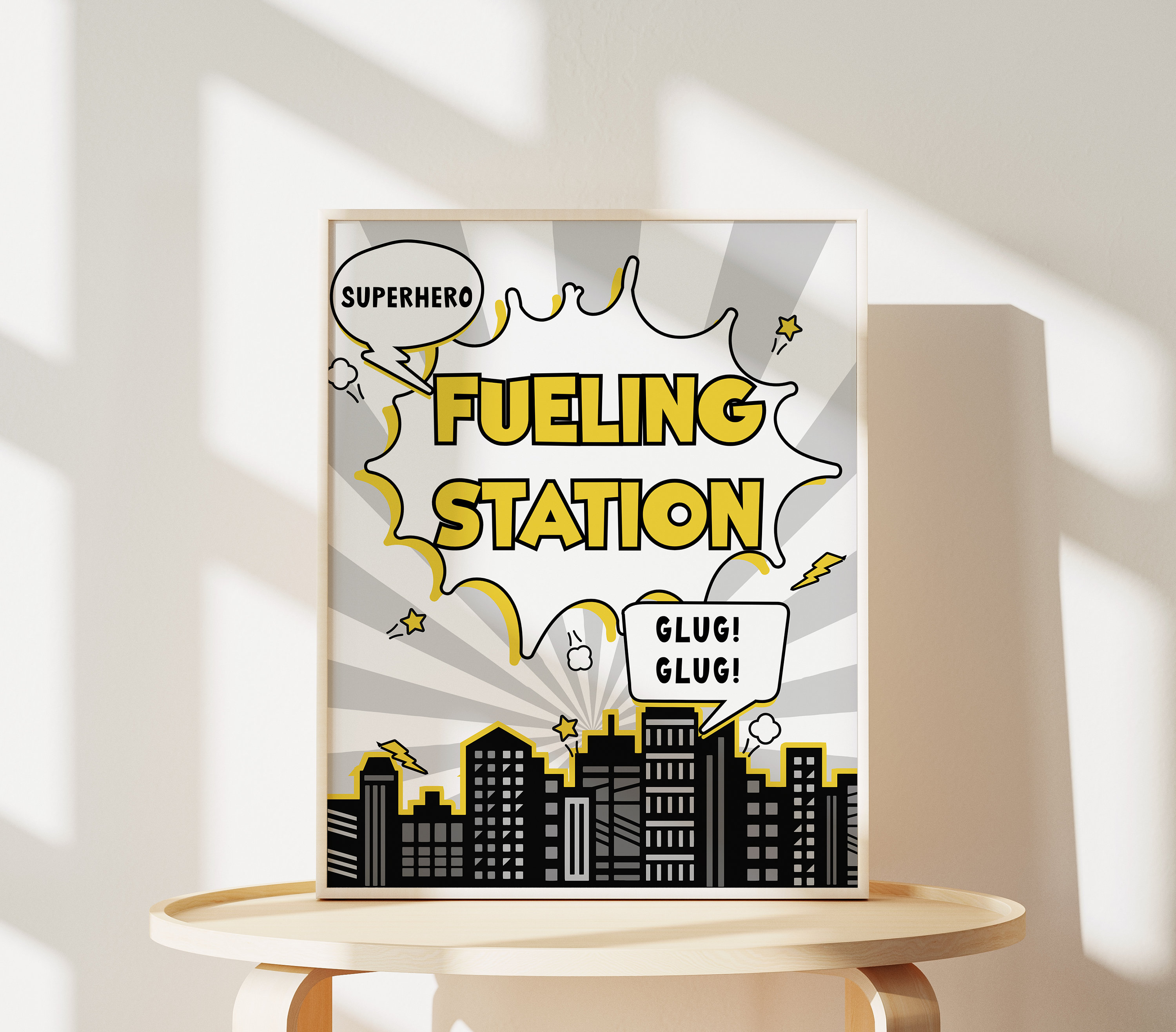 Superhero Fueling Station Sign, Boys Birthday Party Table Decor, Comic ...