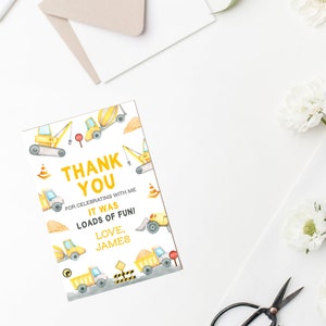 Construction Thank You Card Template, Excavator Dump Truck Digger, Boys ...