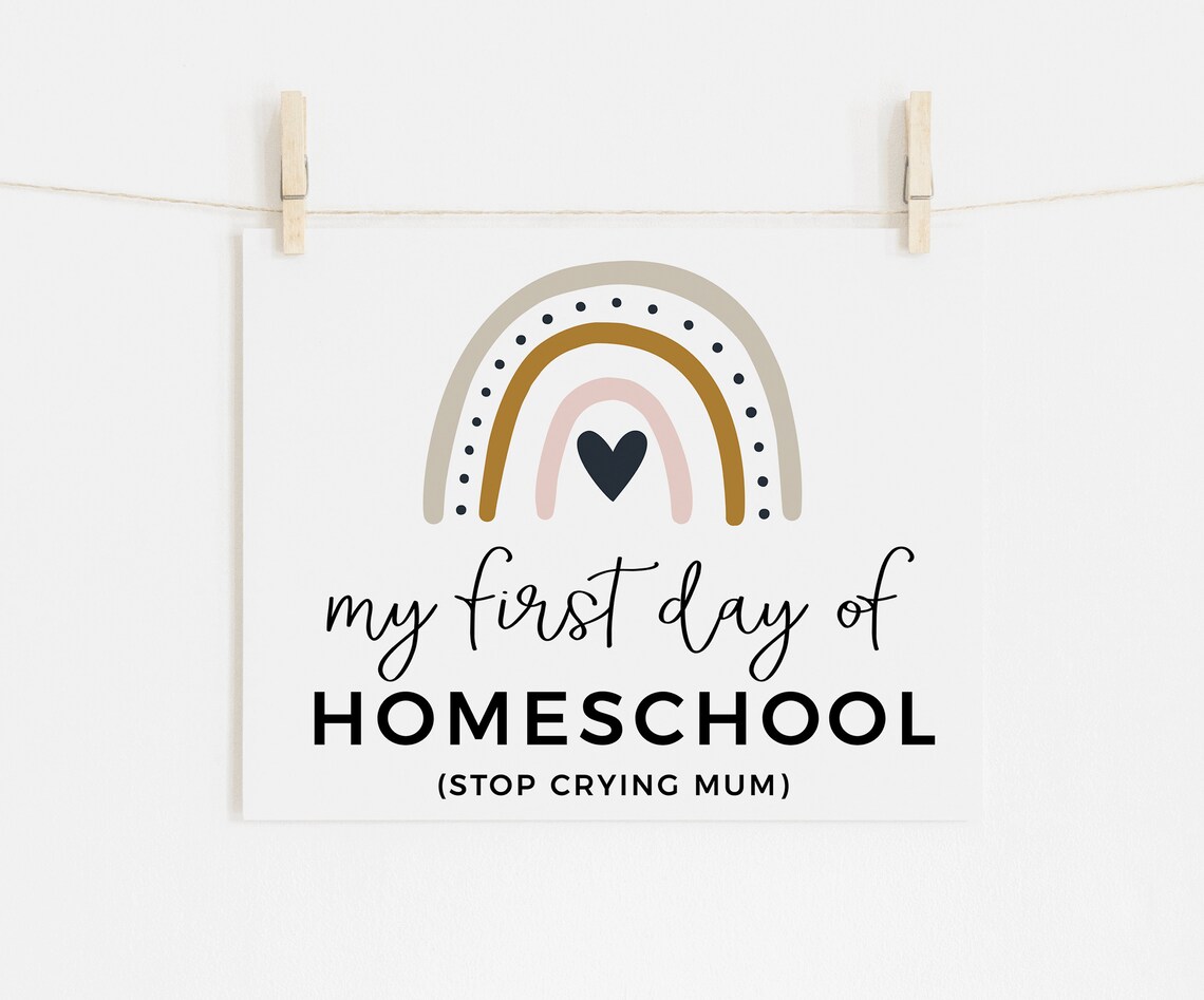 Editable First Day of Homeschool Sign Printable Rainbow - Etsy