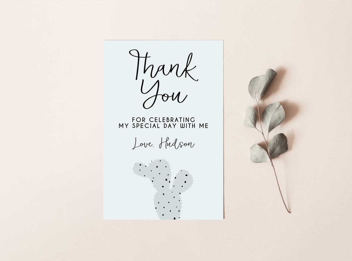 Cactus Thank You Card INSTANT DOWNLOAD Personalised Thank You | Etsy