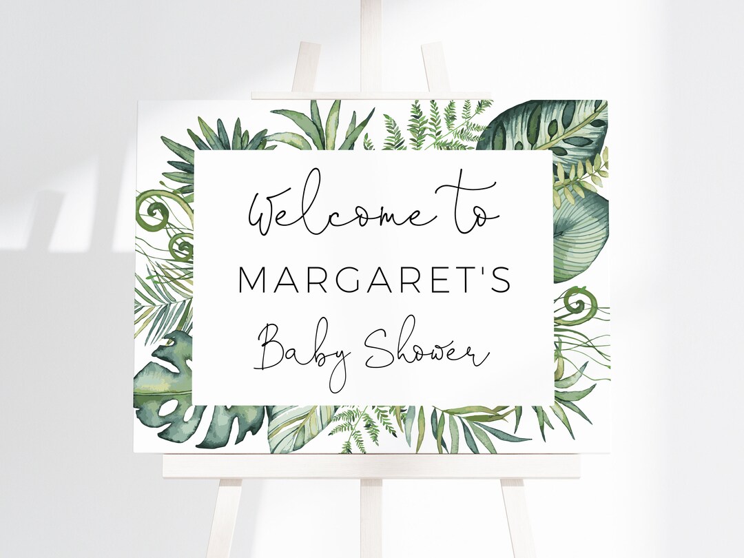 Greenery Editable Baby Shower Welcome Sign Baby Shower Welcome Poster ...