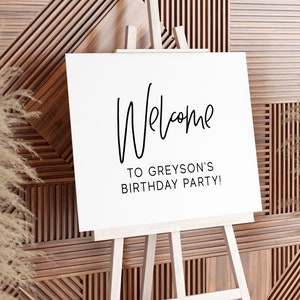 Birthday Welcome Sign Printable, Editable Minimalist Birthday Poster ...