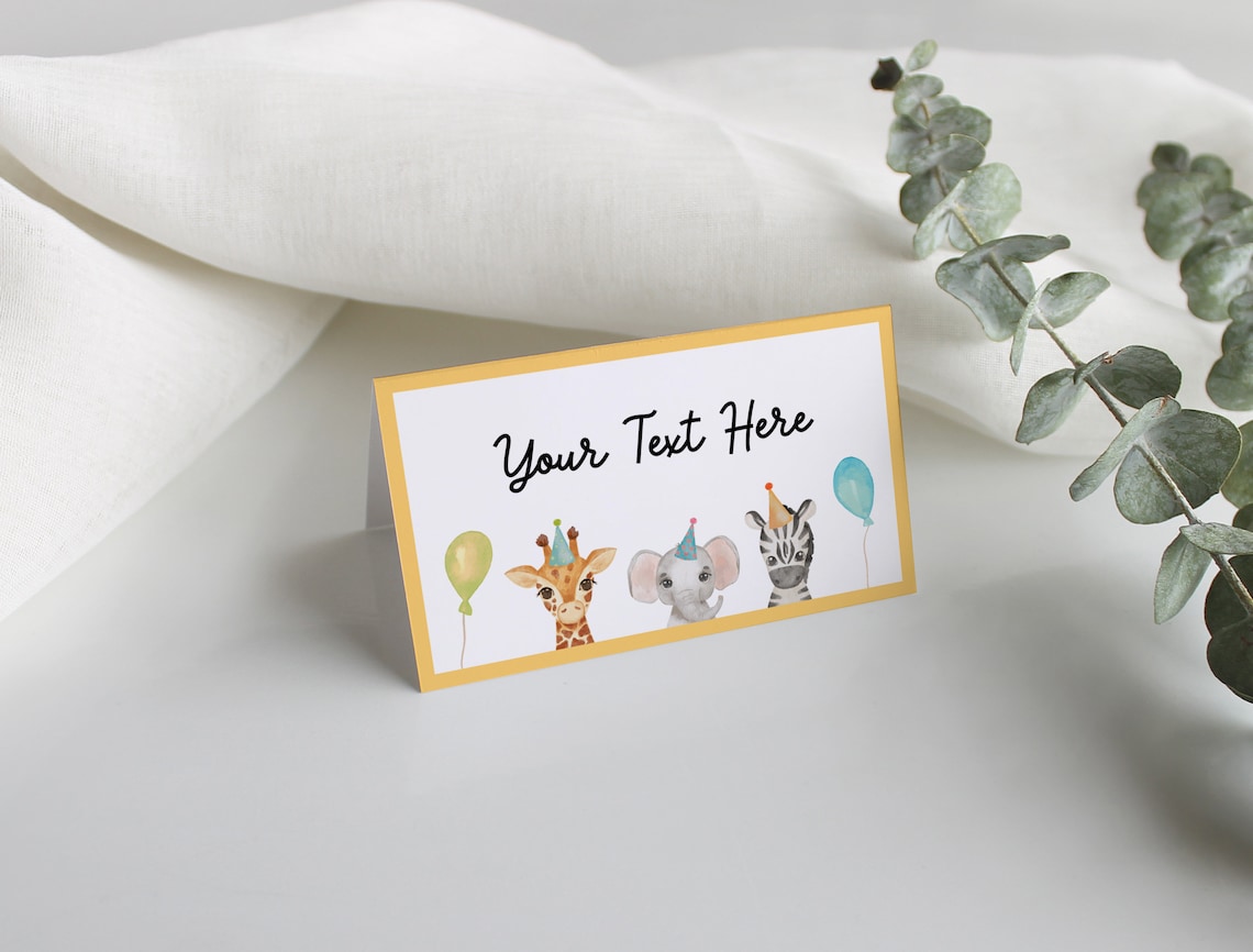 Jungle Safari Animals Place Card Editable Template Tent Cards - Etsy ...