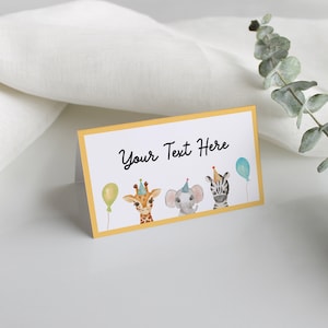 Jungle Safari Animals Place Card Editable Template, Tent Cards Food ...