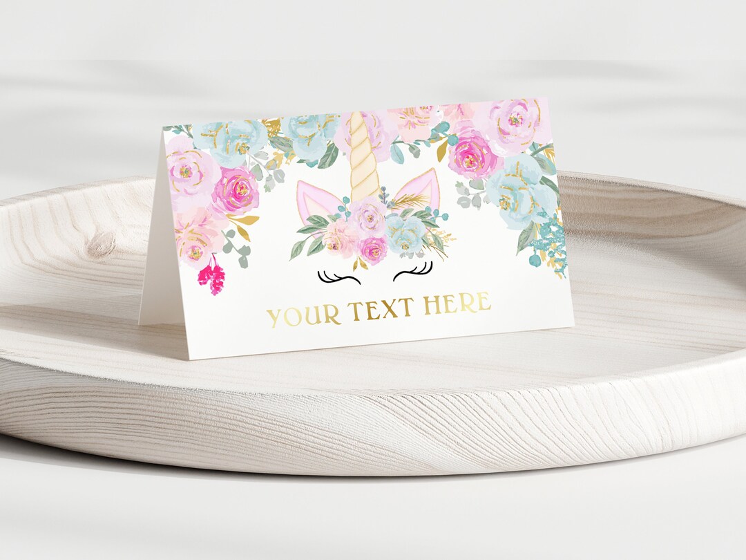 Unicorn Place Card, Editable Template Instant Download Baby Shower ...