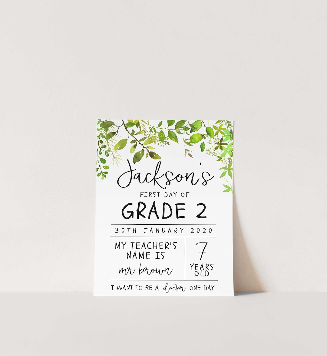 First Day Grade 2 Sign, Printable First Day Sign, Editable Back to ...