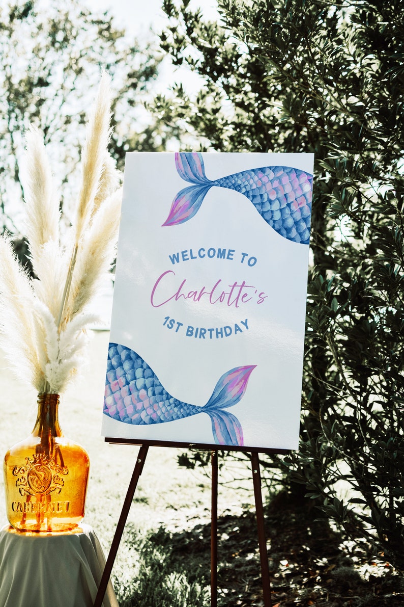 Mermaid Welcome Sign Editable Mermaid Birthday Sign Girl - Etsy Australia
